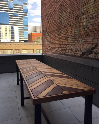 Chevron Outdoor Community Table | Where Wood Meets Steel