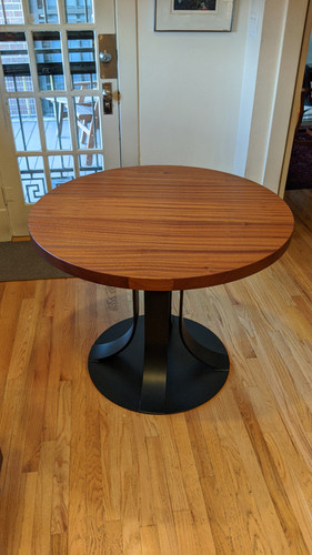Round Sapele Table with Rolled Steel Base | WWMS | Denver, CO