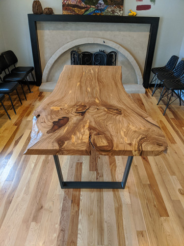 Elm Slab Dining Table | Where Wood Meets Steel