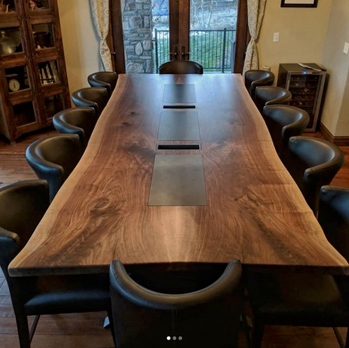 Bookmatched Walnut Dining Table with Steel Accents | Where Wood Meets Steel