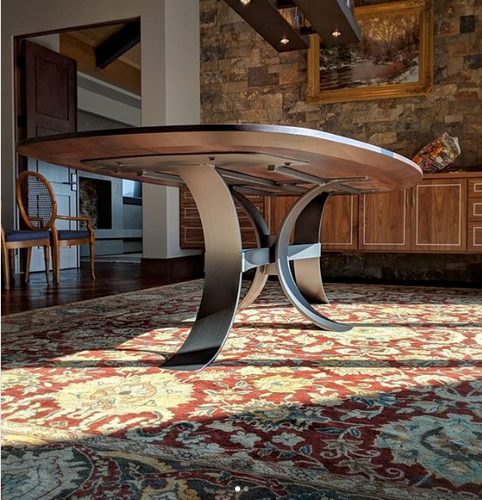 Walnut Dining Table with Rolled Steel Legs | Where Wood Meets Steel