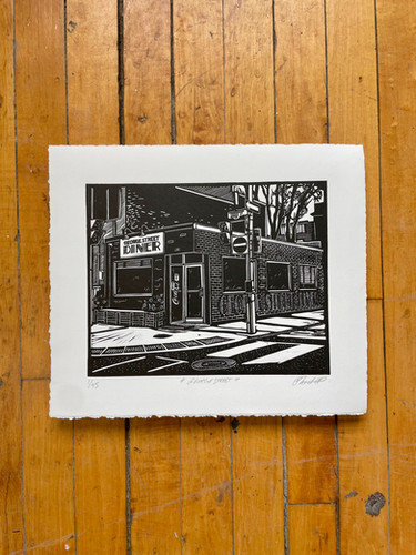 George Street Diner Linocut Print | Flycatcher Press