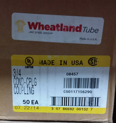 WHEATLAND TUBE 3/4'' STEEL CONDUIT COUPLING 08457 | Montana Automation