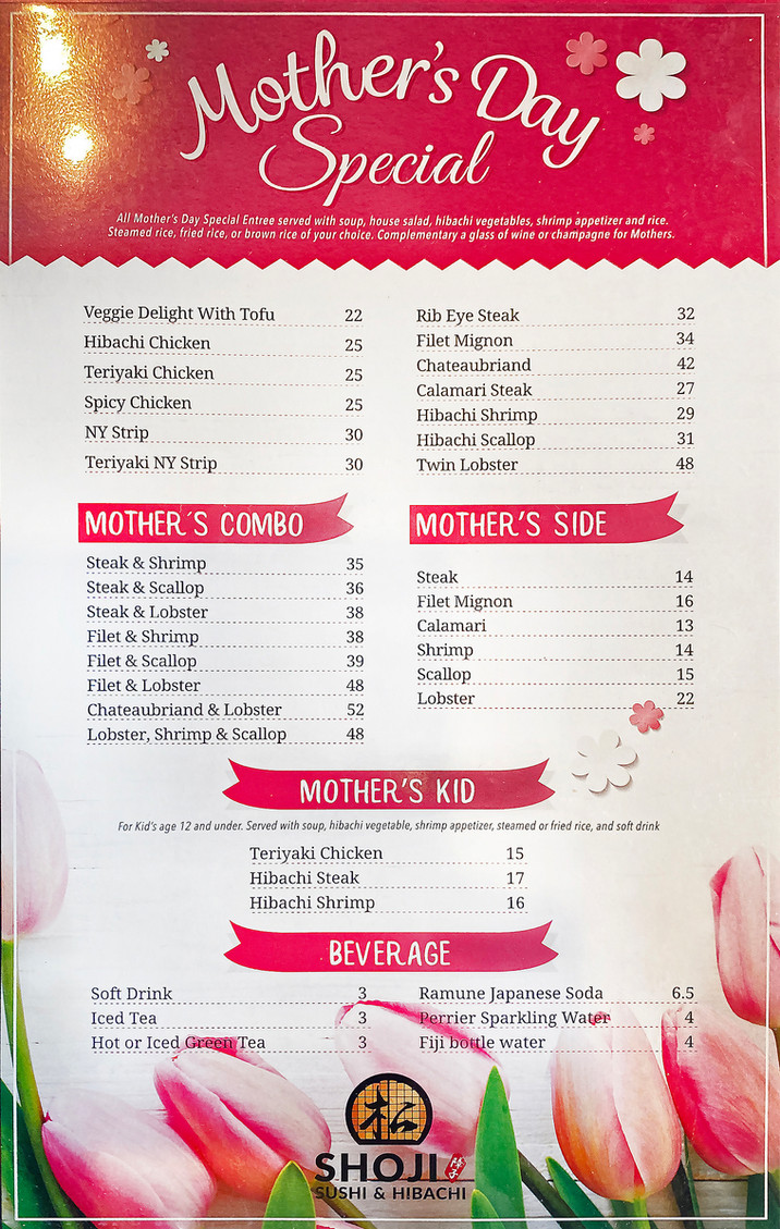 Special Menu | Shoji Sushi Hibachi | Frisco, TX | Japanese Restaurant