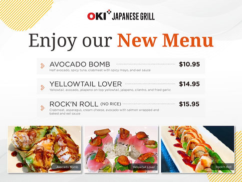 New menu | OKI Japanese Grill | Sushi & Hibachi Japanese Restaurant ...