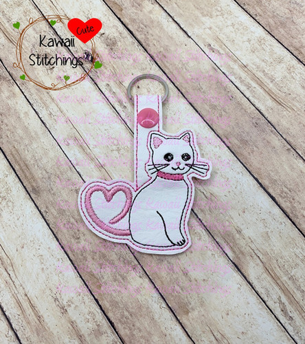 Heart Tail Cat Key Fob | Kawaii Stitchings