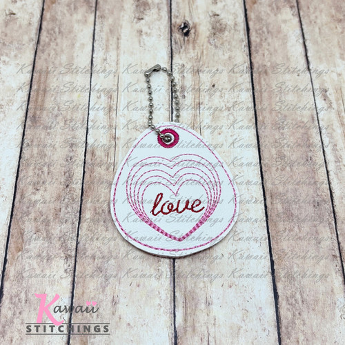 Love Heart Key Tag with Pocket | Kawaii Stitchings