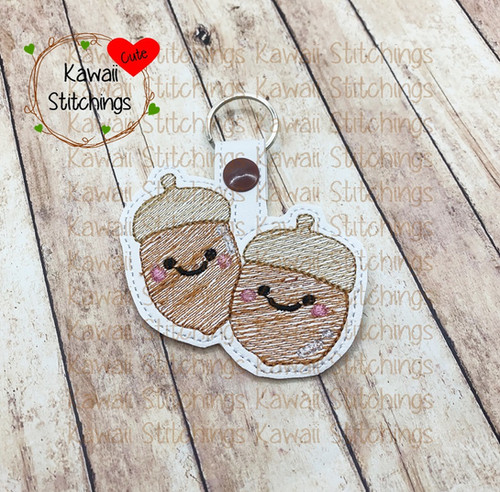 Sketchy Twin Acorns Key Fob | Kawaii Stitchings