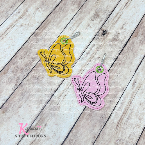 Line Butterfly Zipper Pull | Kawaii Stitchings