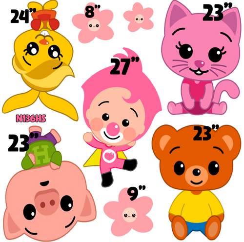 N136HS Pink Plim Plim, Friends & Flowers | nenasuniquedesigns