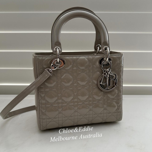 Dior Lady Dior Medium Light Grey SHW (2014) | Chloe&Eddie