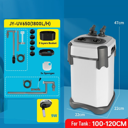 JINGYE, FILTRO CANISTER EXTERNO CON UV, JY-UV-650 | Virtual Aquarium Gt