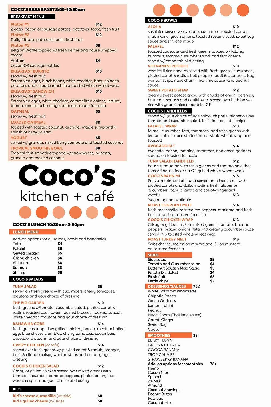 Menu | Coco's kitchen