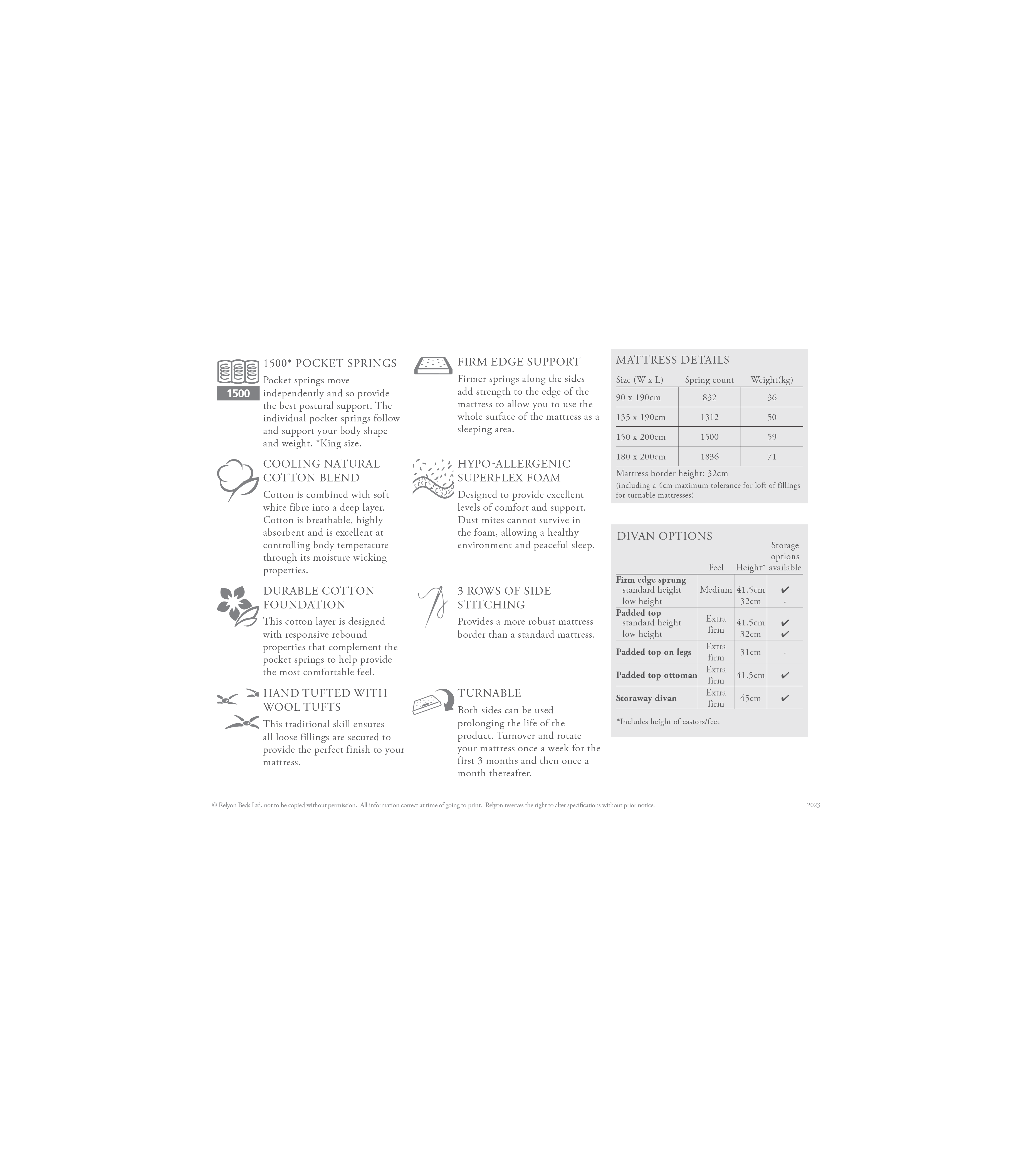 Relyon Classic Heyford Ortho 1500 Mattress | woodsprings