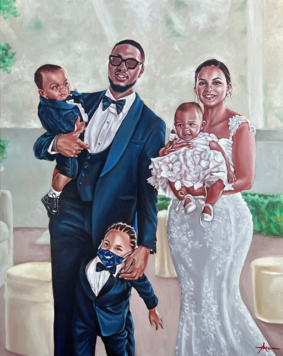 Commission 5 people Family or Group Portrait Oil on Canvas | arielquiroz
