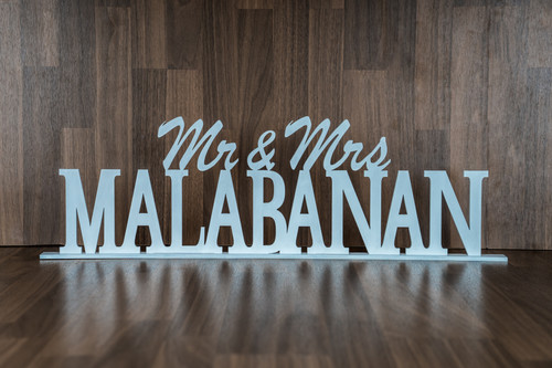 Mr and Mrs Table sign script font