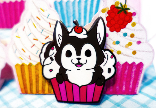 Kawaii Husky Cupcake Enamel Pin | Pup Treats Collection Cookies n ...