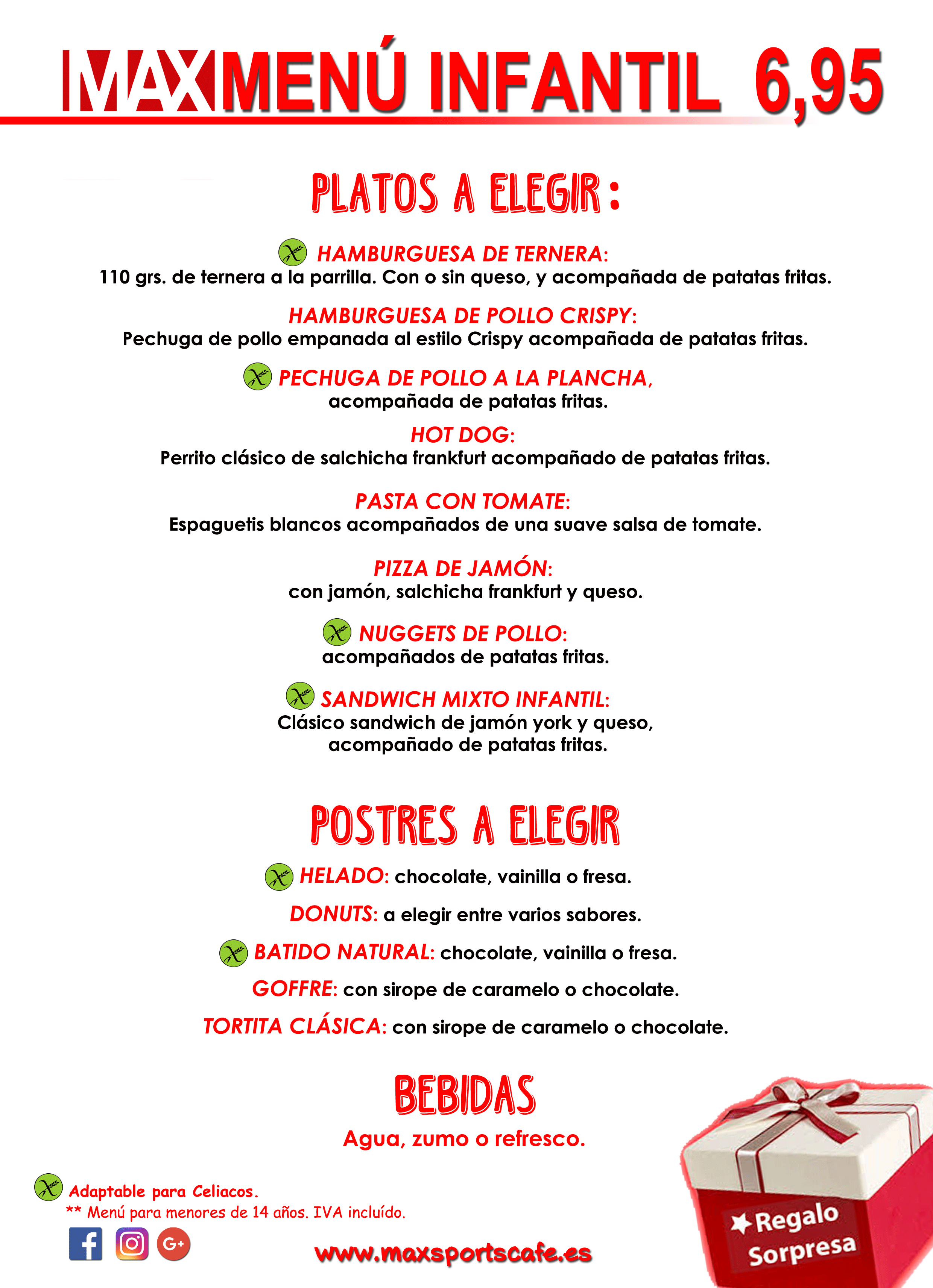 MENÚ INFANTIL | maxsportscafe