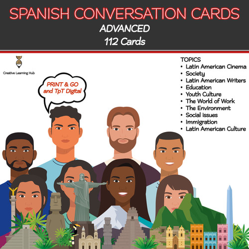 SPANISH Conversation Cards - Advanced Speaking Activities ...