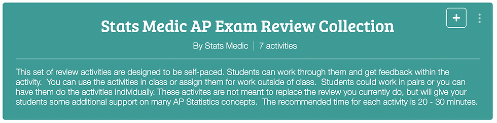 Stats Medic Desmos AP Exam Review Activities