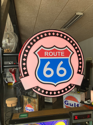 Route 66 Skilt med lys | Care 4 Retro