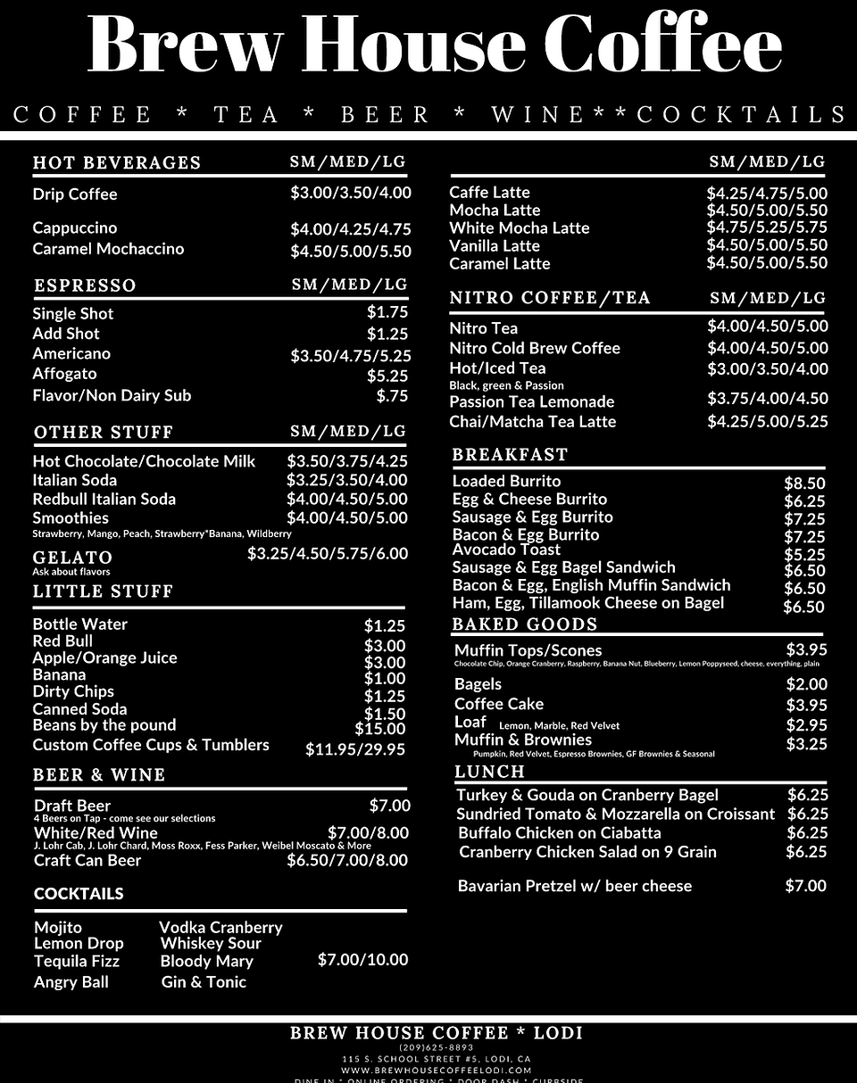Our Menu | Brew House Coffee