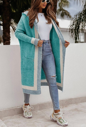 Turquoise Colour Block Cardigan | Byzantium Boutique