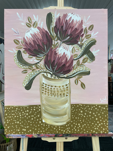 Small Proteas in aVase - Pink | Sarah The Painter