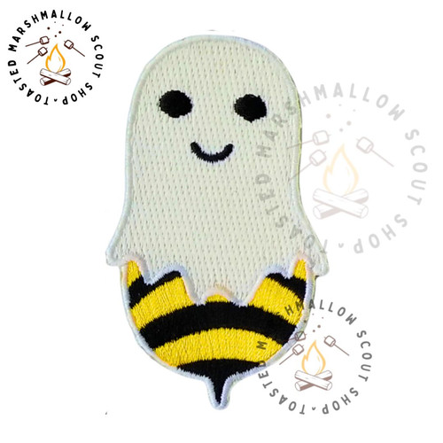 Boo Bee Halloween Ghost Bee Badge | MarshmallowScoutShop