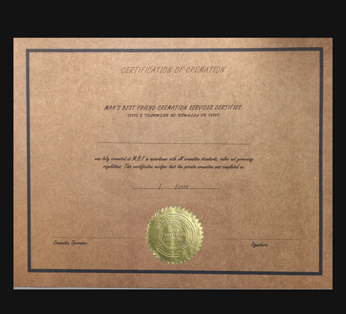 Certification of Cremation | Man’s Best Friend