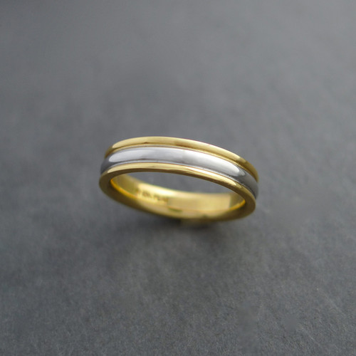 Platinum and 18K Ribbed Band | Village Goldsmith