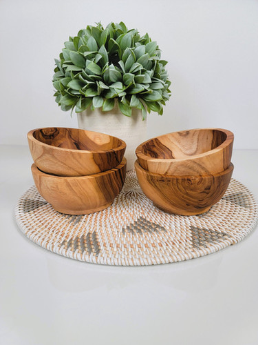 CONDIMENT BOWL SET, Carved Wooden Bowl, Hand Carved Bowl, Asian Wood ...