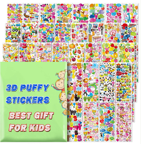 Stickers for Kids, 3D Puffy Stickers, 64 Different Sheets, 3200+ Cute ...