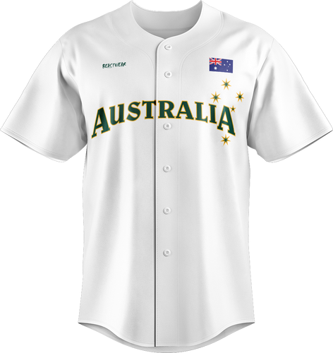 Official Team Australia Baseball Replica Jersey - White | beastwear.com.au