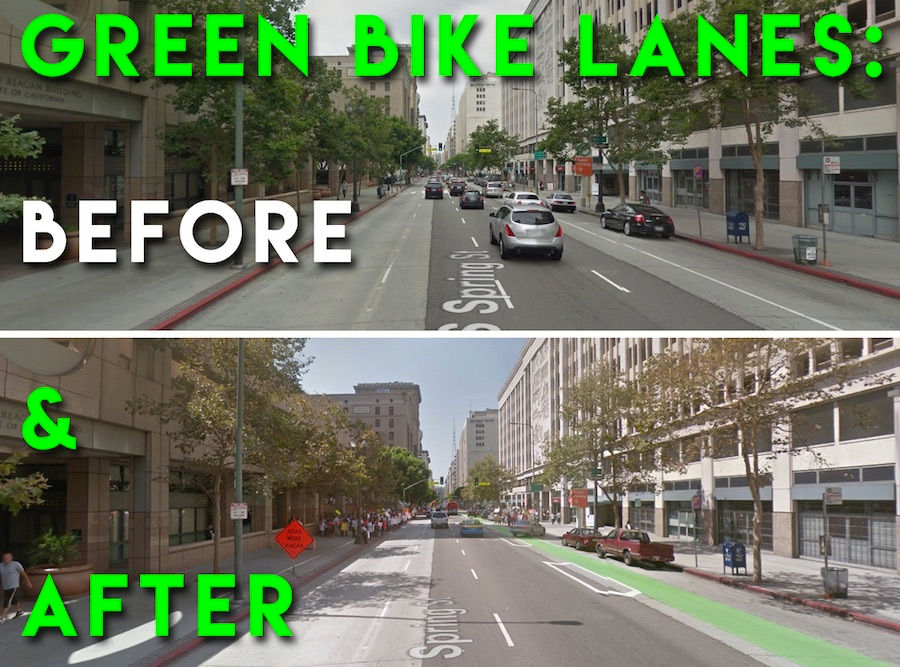 Green Bike Lanes Before and After