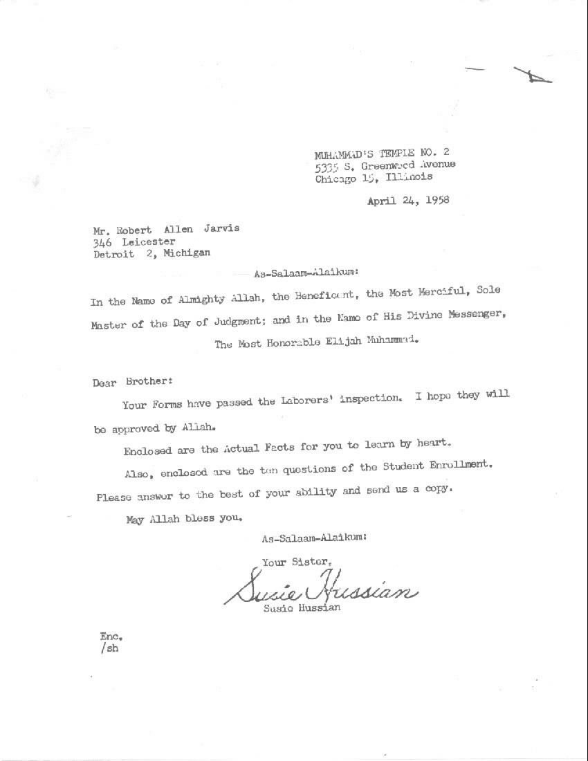 Response To Saviour Letter | muhammad-speaks