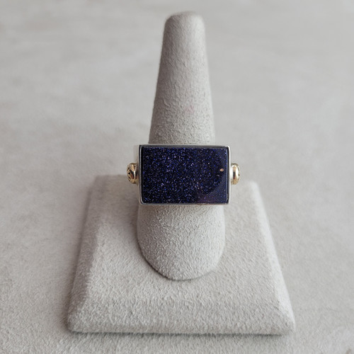 Sterling Silver & 14K Gold Deep Blue Goldstone Ring by David Copher ...