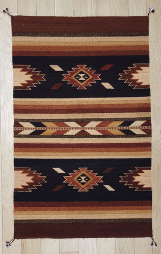 Saltillo on Brown 24x40" Rug - Zapotec Weaving | True West Gallery