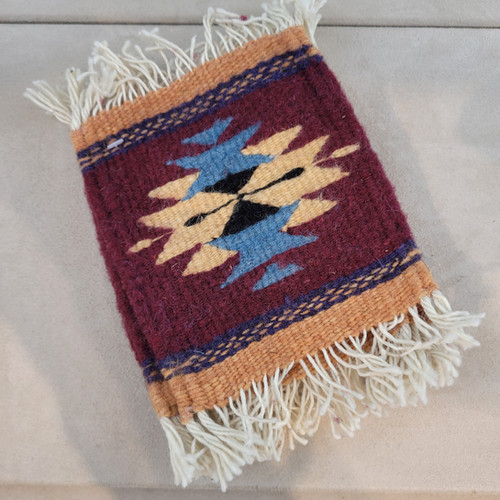Geometric Pattern Zapotec Weaving 4-Pack Coasters | True West Gallery