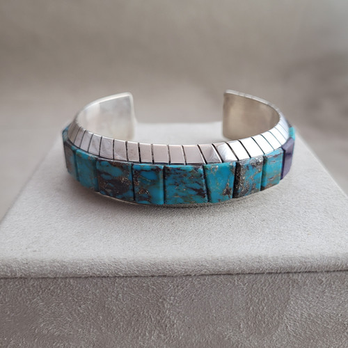 Cobble Set Morenci Turquoise and Sugilite Cuff in Sterling Silver ...