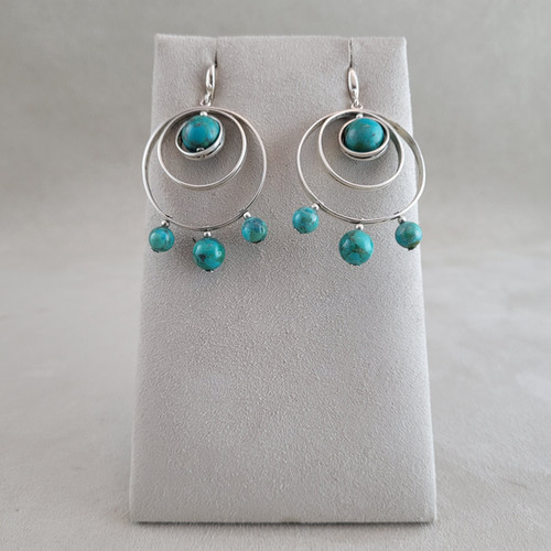 Sterling Silver Hoop Chandelier with Fine Turquoise Earrings by Reba ...