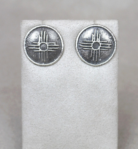 Zia Symbol Tufa Cast Earrings by Cordell Pajarito | True West Gallery