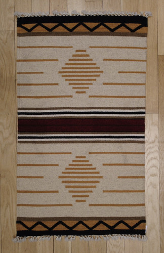 Mountains and Stripes 24x40" Rug - Zapotec Weaving | True West Gallery
