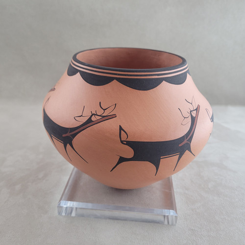Small Rust Color Deer Motif Pot by Anderson Peynetsa | True West Gallery
