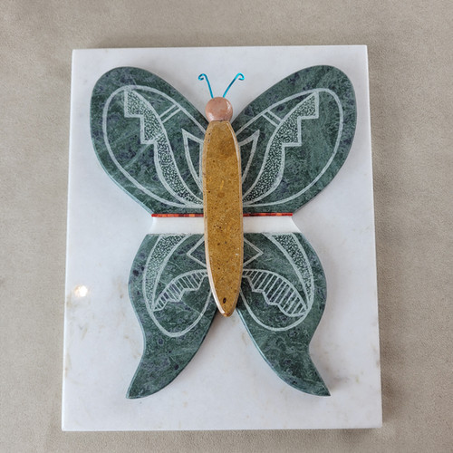 White & Assorted Marble Butterfly Sculpture by Cliff Fragua | True West ...