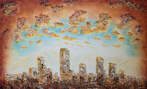 "Rainin Fire in the Sky - Denver" Oil on Canvas - 30" x 48" by Ken ...