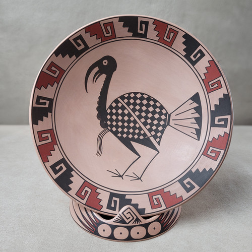 Mata Ortiz Turkey Motif Plate on Matching Stand | True West Gallery