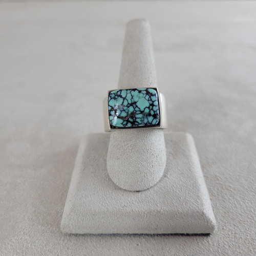 Sterling Silver Ring with Spiderweb Matrix Turquoise Stone by David ...