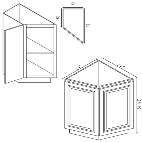 Designer White Shaker Kitchen Cabinets - Angle Base & Base Transitional ...