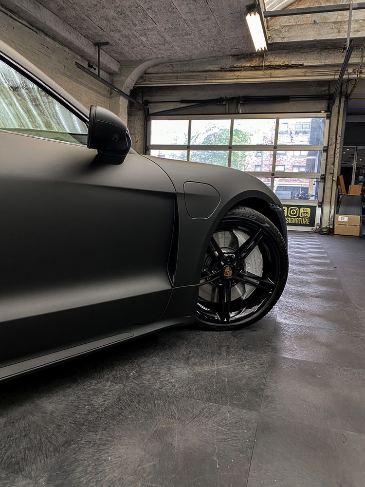 MATTE BLACK Porsche Taycan Turbo wrap